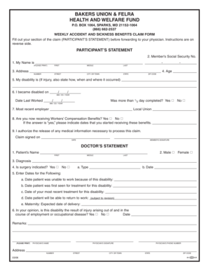 Fillable Online Weekly Accident and Sickness Claim Form - Associated ...