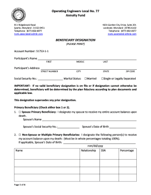 Fillable Online Annuity Fund Beneficiary Designation Form - Associated ...