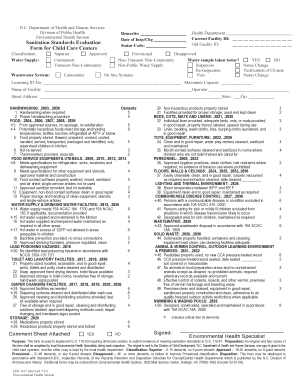 Fillable Online Sanitation Standards Evaluation Form for Child Care ...