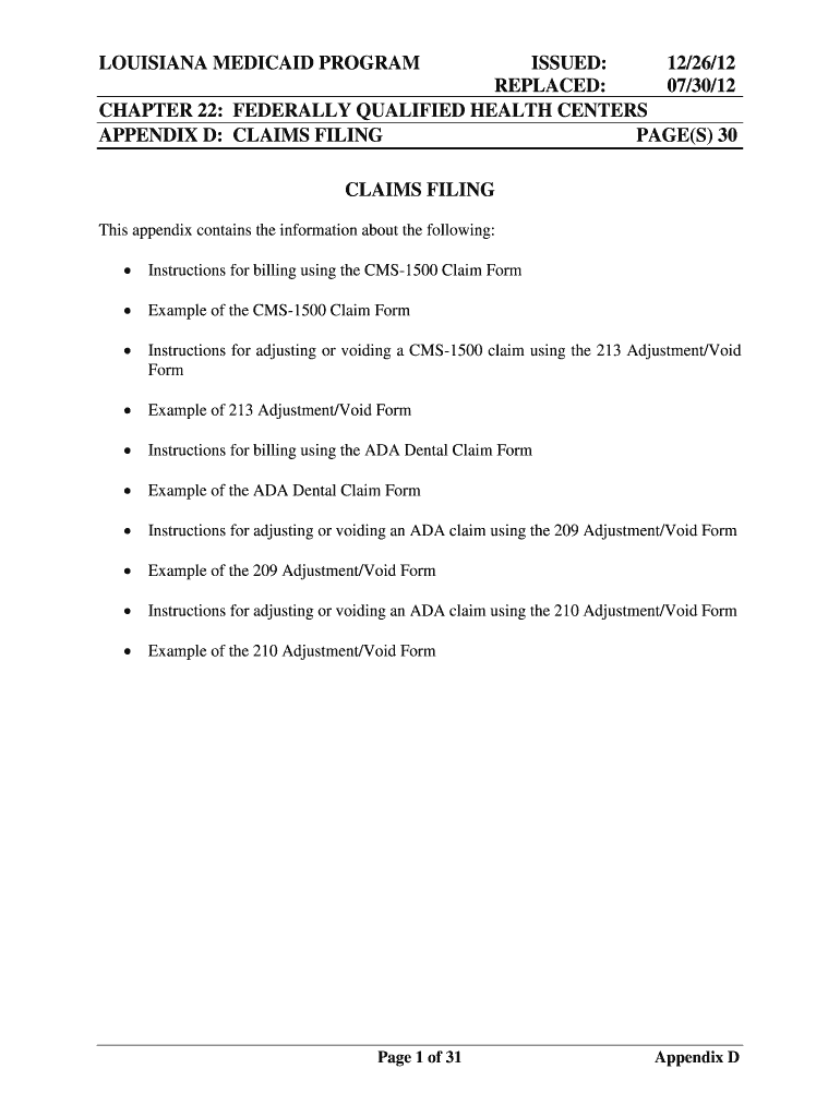 Fillable Online CHAPTER 22: FEDERALLY QUALIFIED HEALTH CENTERS ...