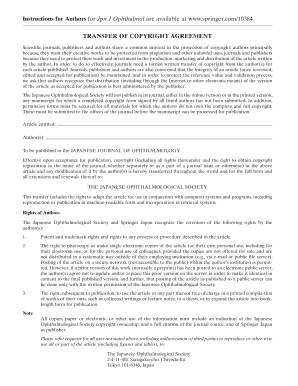 Fillable Online TRANSFER OF COPYRIGHT AGREEMENT Instructions for ...