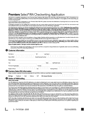 Fillable Online PremiereSelect IRA Checkwriting Application - Atlantic ...