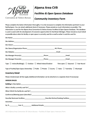 Fillable Online Facilities & Open Space Inventory Form Fax Email Print ...