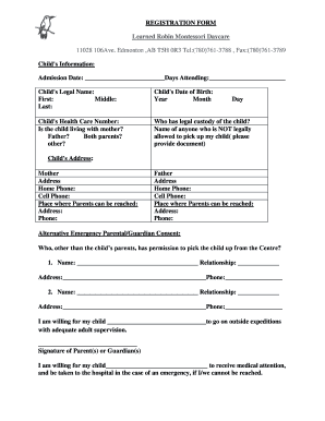 Fillable Online online day care registration form Fax Email Print - pdfFiller