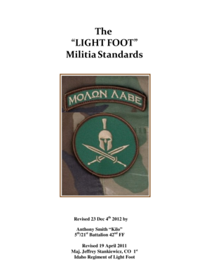 Light Foot Militia Standards Pdf - Fill and Sign Printable Template Online