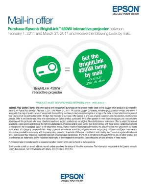 Fillable Online Mail-in offer - Epson Fax Email Print - pdfFiller