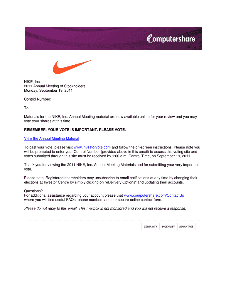 Fillable Online 2011 Annual Meeting of Stockholders Fax Email Print ...