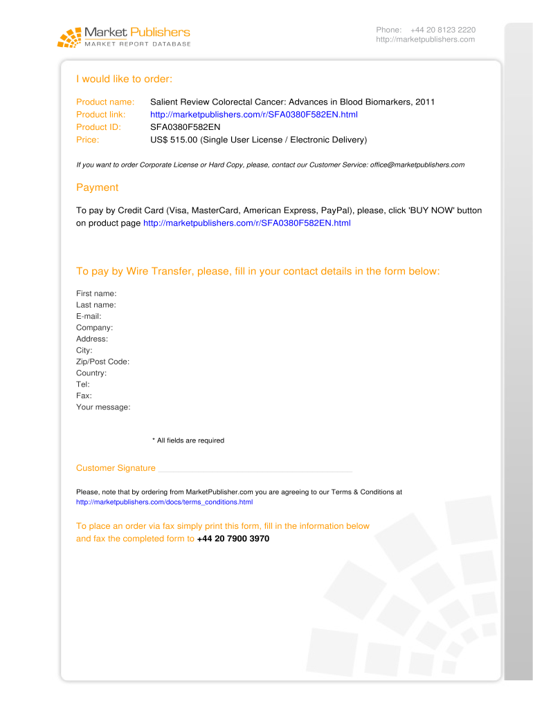 Fillable Online Salient Review Colorectal Cancer: Advances in Blood ...