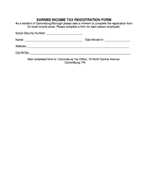 Earned Income Tax Registration Form - Borough Of Canonsburg - Fill and ...
