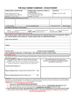 Fillable Online WHAT DISNEY SHAREHOLDER SERVICES REQUIRES TO PROCESS A ...