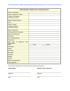 Fillable Online NOTE REGARDING FORM This template has optional ...