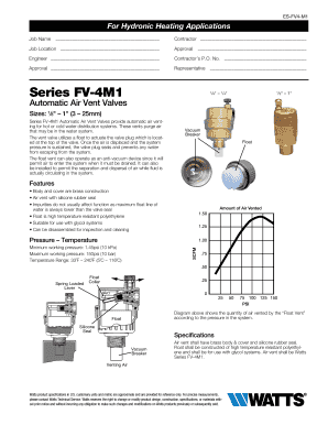 Fillable Online Series FV-4M1 Automatic Air Vent Valves - Watts Water Technologies Fax Email ...