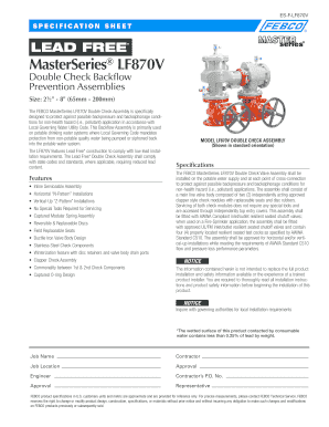 Fillable Online MasterSeries LF870V - Watts Water Technologies Inc Fax ...