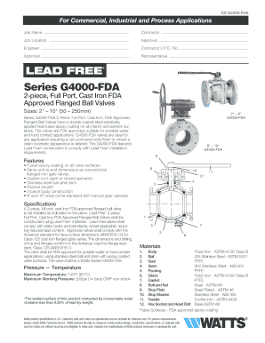 Fillable Online Series G4000-FDA LEAD FREE - Watts Water Technologies Fax Email Print - pdfFiller