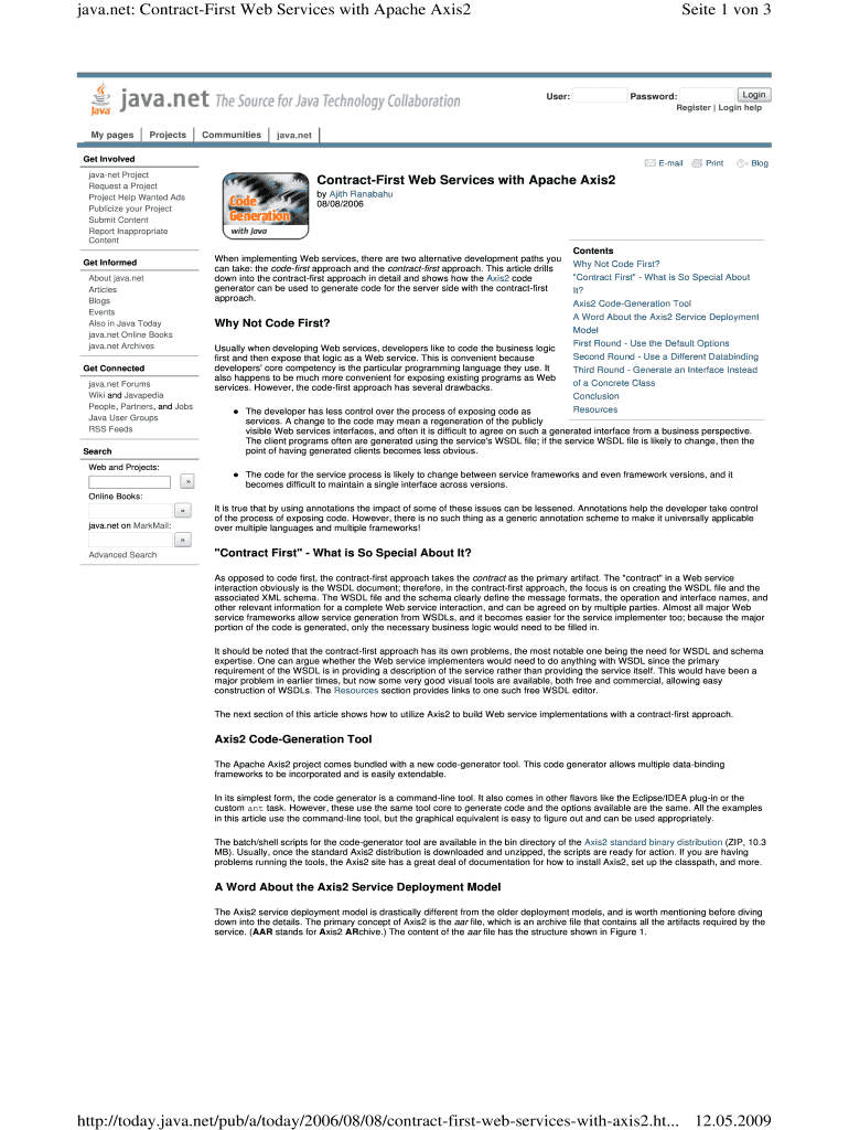Fillable Online Contract-First Web Services with Apache Axis2 Fax Email Print - pdfFiller