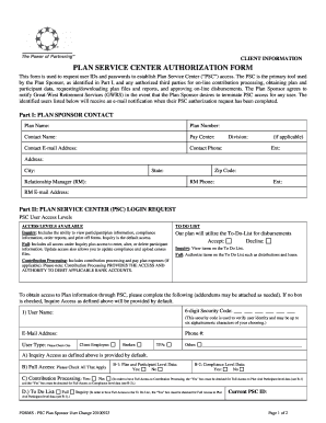 Fillable Online PLAN SERVICE CENTER AUTHORIZATION FORM - FASCore Fax ...