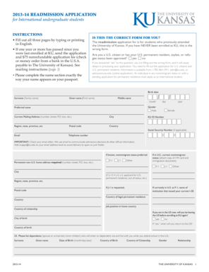 Fillable Online 2013-14 readmIssIon applIcatIon for International ...