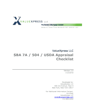 Fillable Online SBA 7A / 504 / USDA Appraisal Fax Email Print - pdfFiller