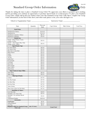 Fillable Online Standard Group Order Form June 2012 Fax Email Print ...
