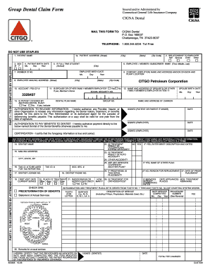 Fillable Online Group Dental Claim Form - Citgo Fax Email Print - pdfFiller