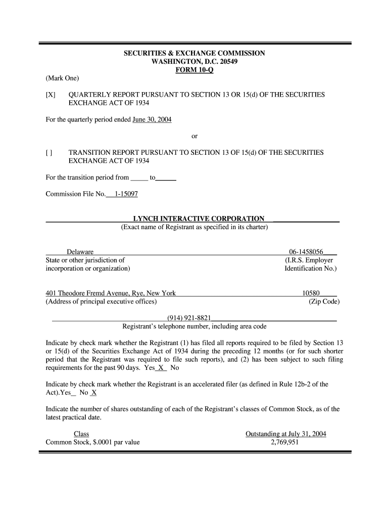 Fillable Online Quarterly Report Pursuant to Section 13 or 15(d) of the ...