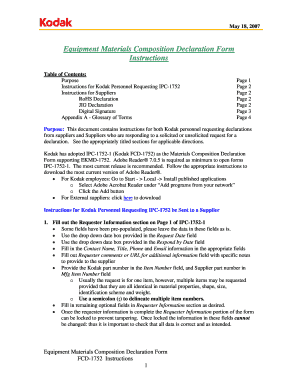 Fillable Online Equipment Materials Composition Declaration Form ...
