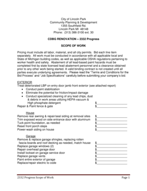 Fillable Online 2332 Progress Scope of Work Page 1 City of Lincoln ...