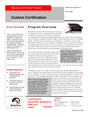 Fillable Online Specialty CD 19-Build Your Own Program Fly Sheet - Spy ...