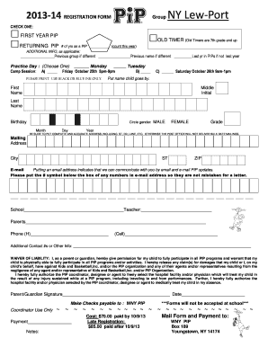 Fillable Online 2013-14 PIP Registration form Fax Email Print - pdfFiller