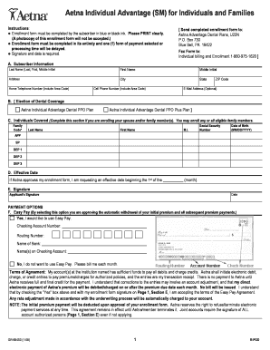 Fillable Online Aetna Individual Advantage (SM) for Individuals and Families Fax Email Print ...