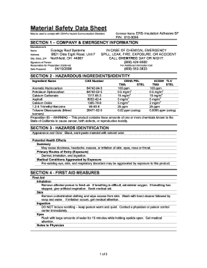 Fillable Online MSDS - ERS-Insulation Adhesive SF - BuildSite.com Fax Email Print - pdfFiller