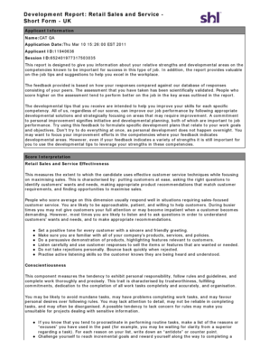 Fillable Online Sample Report - Development 1S - SHL Fax Email Print ...