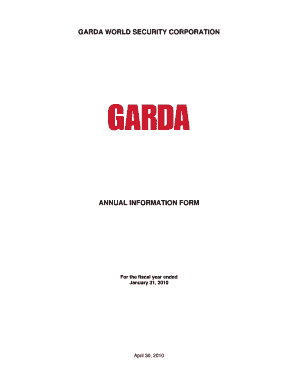 Fillable Online Garda world security corporation annual information ...