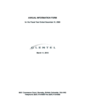 Fillable Online 2009 Annual Information Form Fax Email Print - pdfFiller