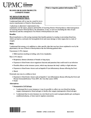 Fillable Online BLOOD OR BLOOD PRODUCTS CONSENT FORM Print or ...