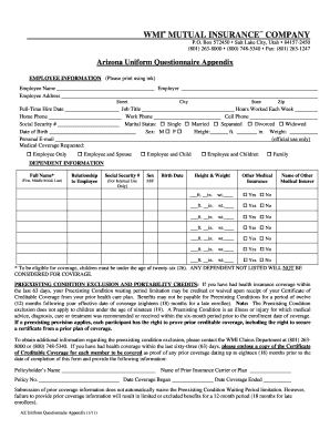 Fillable Online Uniform Questionaire Appendix - WMI Mutual Insurance ...