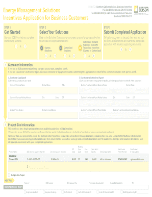 Fillable Online Energy Management Solutions Incentives Application ...