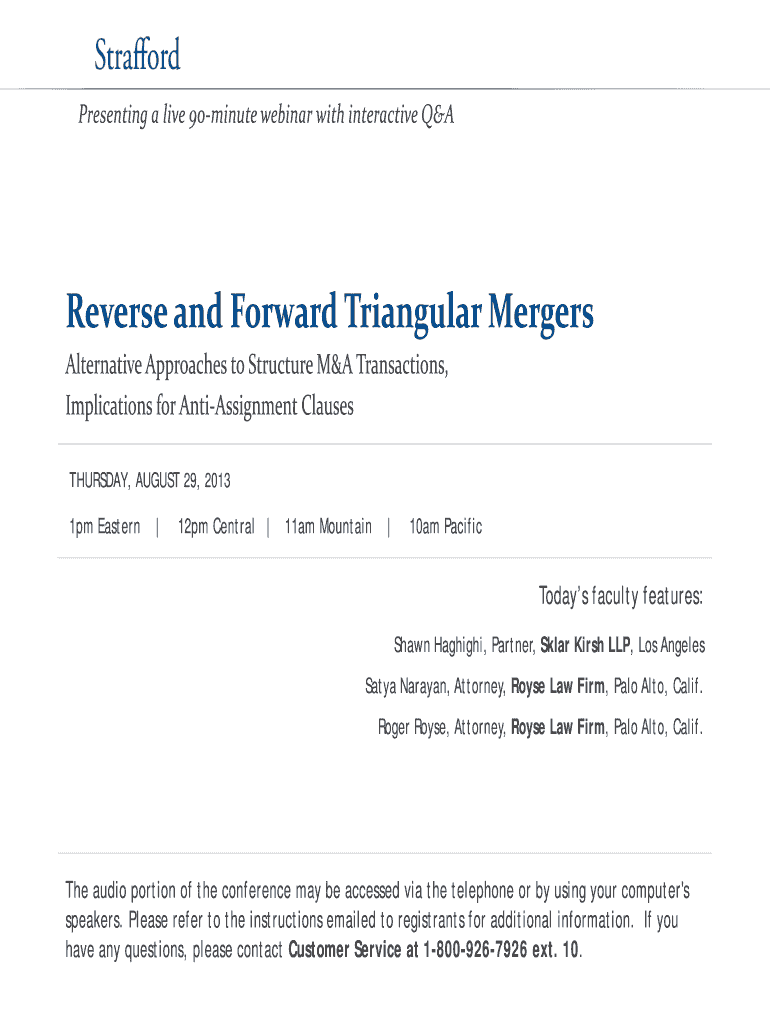 Fillable Online Reverse and Forward Triangular Mergers Fax Email Print ...