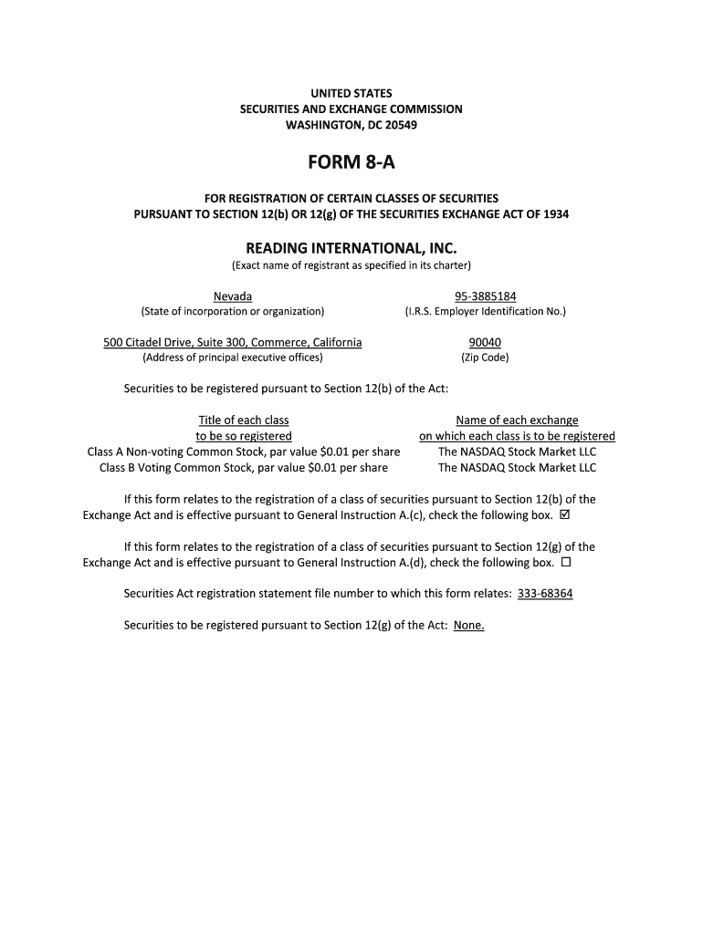 Fillable Online FOR REGISTRATION OF CERTAIN CLASSES OF SECURITIES Fax Email Print - pdfFiller