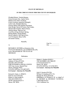 Fillable Online State of michigan in the circuit court for the county ...
