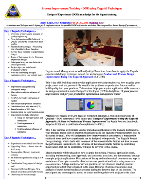 Fillable Online Process Improvement Training - DOE using Taguchi Techniques Fax Email Print ...