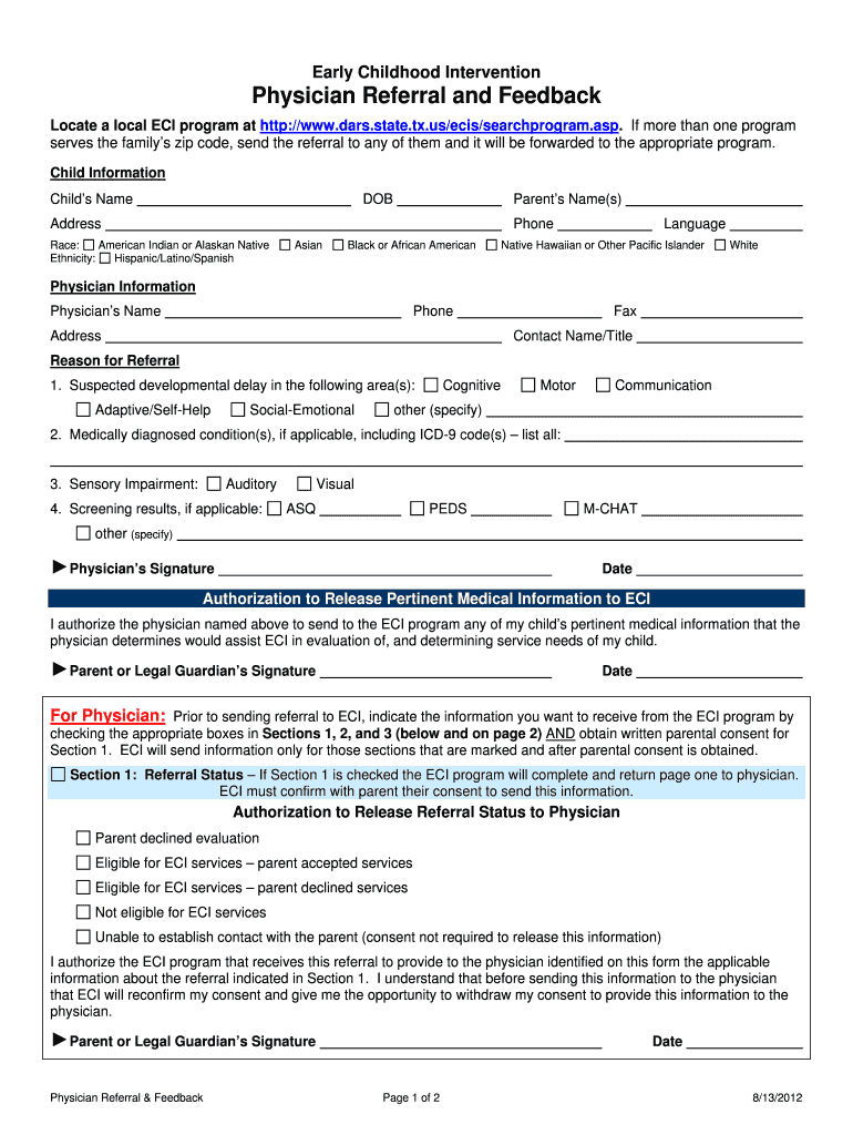 Fillable Online Physician Referral and Feedback Fax Email Print - pdfFiller