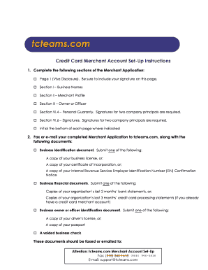 Fillable Online Credit Card Merchant Account Set-Up Instructions Fax ...