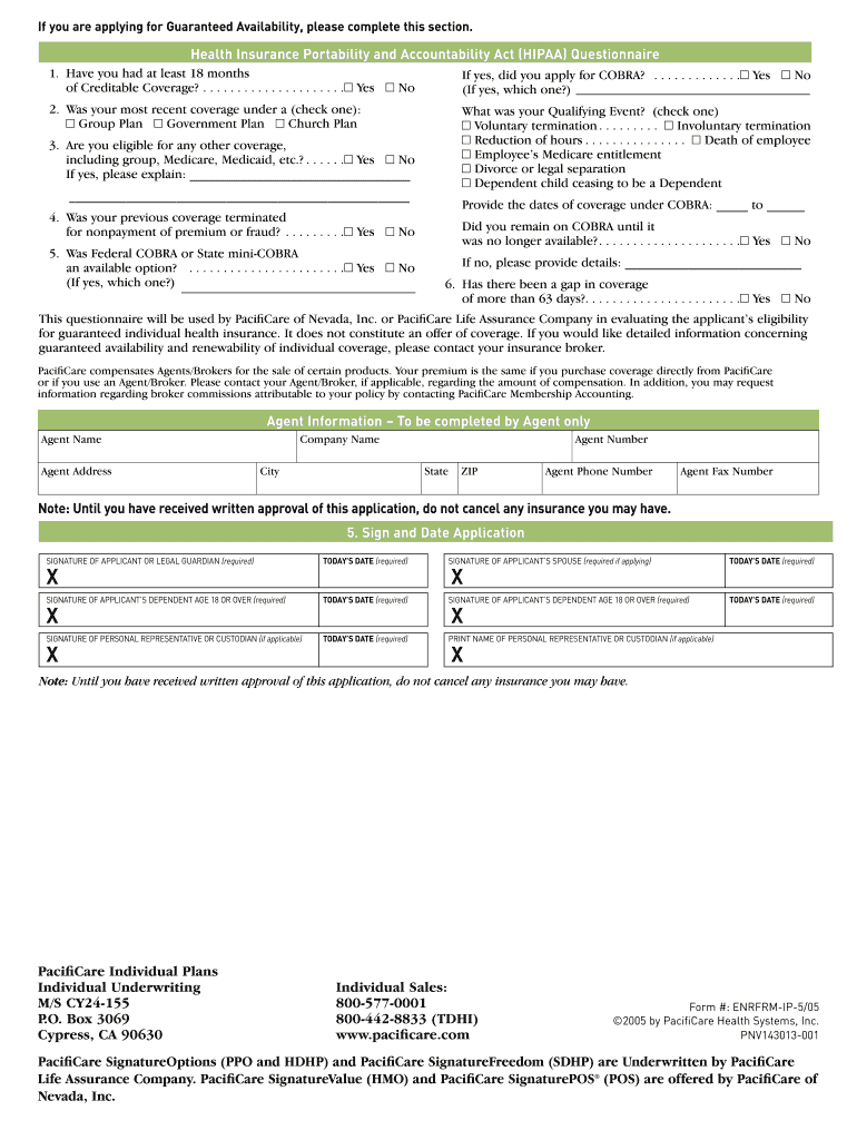 Fillable Online How to Apply for PacifiCare Individual Plans - Health ...