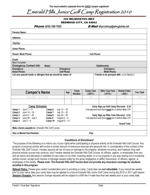Fillable Online You must submit a separate form for EACH camper registered Fax Email Print ...