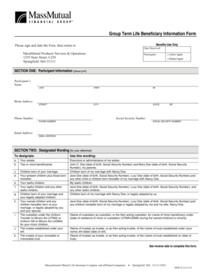 Fillable Online Group Term Life Beneficiary Information Form ...