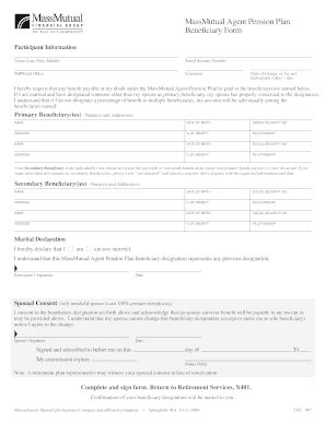 Fillable Online MassMutual Agent Pension Plan Beneficiary Form Fax ...