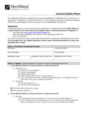 Fillable Online Dependent Eligibility Form - MassMutual Fax Email Print - pdfFiller