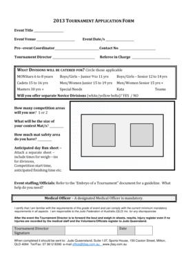 Fillable Online 2013 TOURNAMENT APPLICATION FORM Fax Email Print ...