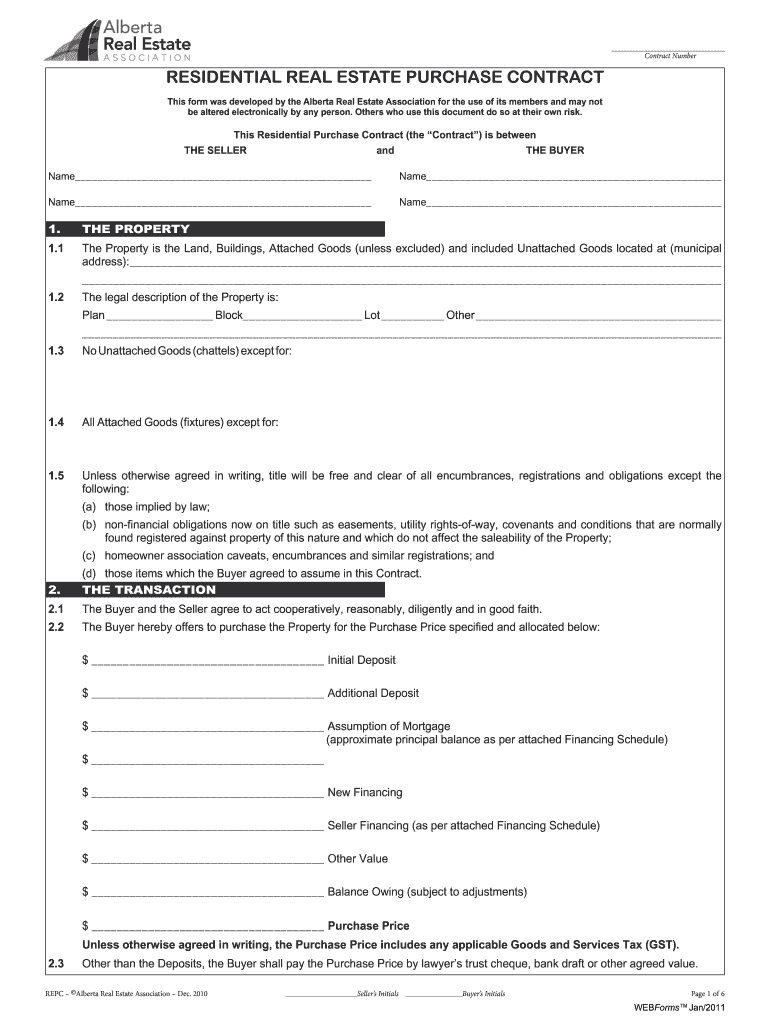 residential real estate purchase contract alberta sample: Fill out & sign online | DocHub
